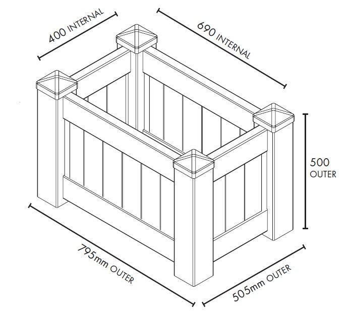 Hamptons Planter Box Small - Auswide Frameless