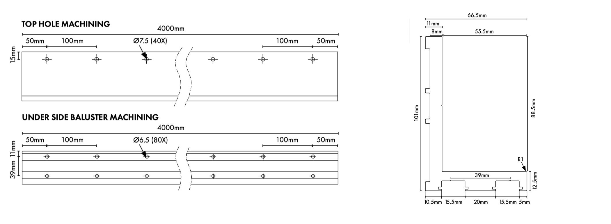 VISOR – Face Mount ‘L’ Profile 4000mm – White - Auswide Frameless